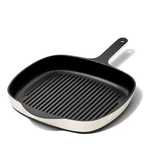 CARAWAY Enameled Cast Iron 10.5 Grill Pan - Cream