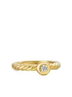David Yurman 18kt Yellow Petite Cable Diamond Ring - Gold