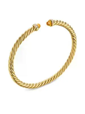 David Yurman 18kt Yellow Cablespira Citrine And Diamond Bracelet - Gold