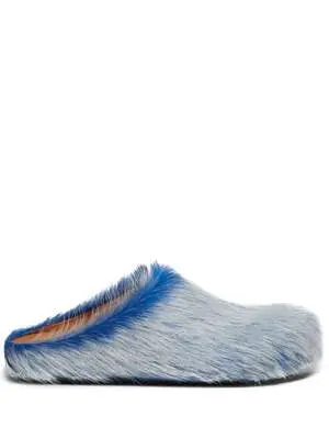 Marni Calf Hair Clogs - Blue