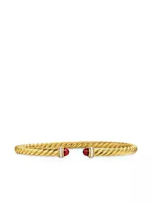 David Yurman 18kt Yellow Cablespira Garnet And Diamond Bracelet - Gold