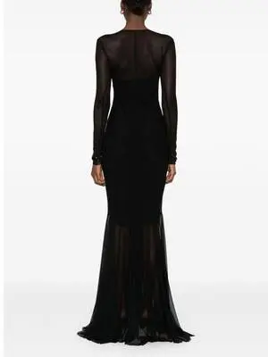 Norma Kamali Shirred Fishtail Gown - Black