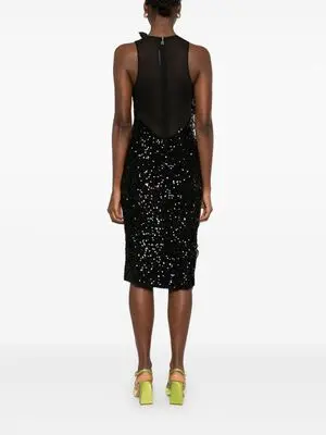 ROTATE BY BIRGER CHRISTENSEN Sequinned Midi Dress With Ruffled Detailing