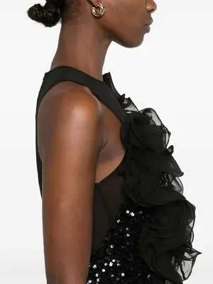 ROTATE BY BIRGER CHRISTENSEN Sequinned Midi Dress With Ruffled Detailing