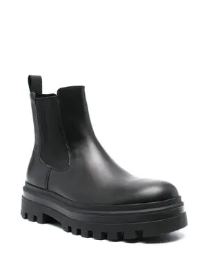 Calvin Klein Lug-sole Leather Boots - Black