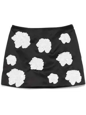 ROTATE BY BIRGER CHRISTENSEN Floral Appliqué Mini Skirt - Black