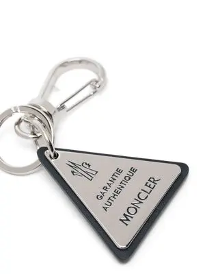Moncler Logo-engraved Leather Keyring - Silver