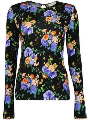 Rabanne Floral Print Blouse - Black