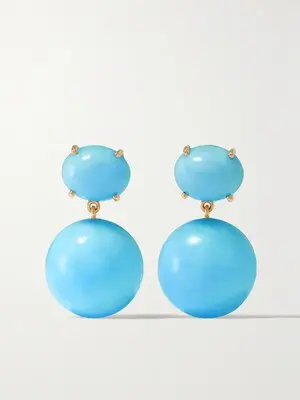 Irene Neuwirth Gumball Turquoise And 18-karat Gold Drop Earrings - Blue
