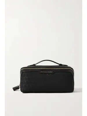 ANYA HINDMARCH Dressing Table Leather-trimmed Logo-jacquard Nylon Cosmetics Case - Black