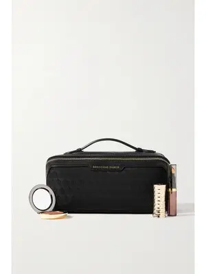 ANYA HINDMARCH Dressing Table Leather-trimmed Logo-jacquard Nylon Cosmetics Case