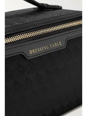 ANYA HINDMARCH Dressing Table Leather-trimmed Logo-jacquard Nylon Cosmetics Case