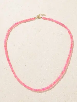 Jia Jia Gold Opal Beaded Necklace - Pink