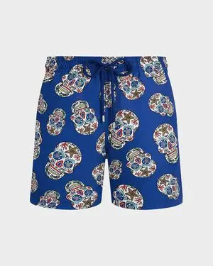 Vilebrequin Printed Stretch Swim Trunks - Blue