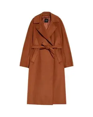 Max Mara Belted Virgin Wool Coat - Brown