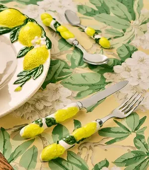 LES-OTTOMANS Ceramic Lemon 4-piece Cutlery Set