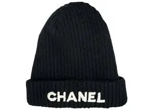 Chanel Sequin Letter Logo Beanie - Aa8446 Black