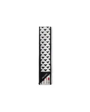 Prada Printed Silk Twill Skinny Scarf - Black