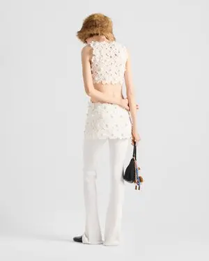 Prada Guipure Top With Daisy Embroidery