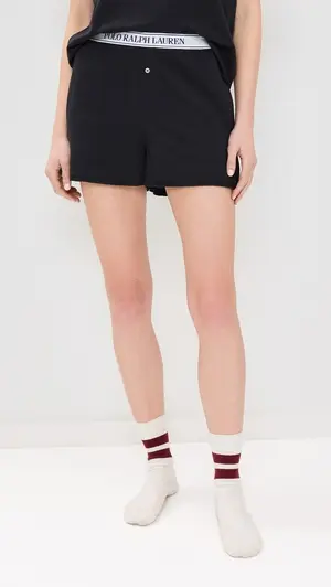 Polo Ralph Lauren French Terry Short Sleeve Pajama Set - Black