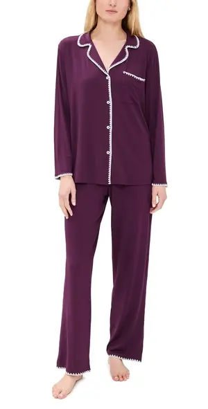 Eberjey Frida Long Pj Set - Plum/ivory