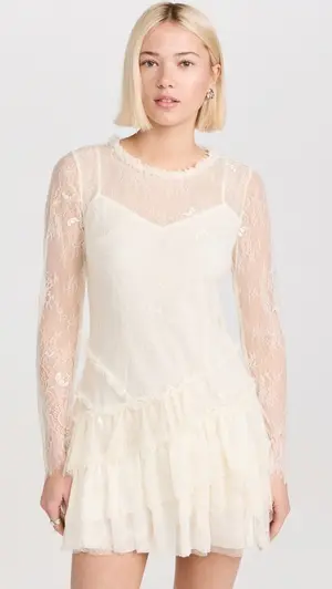 LoveShackFancy Amberleigh Lace Mini Dress