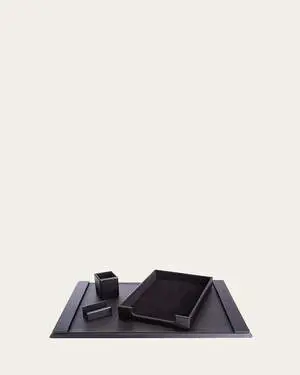 ROYCE NEW YORK Monogrammed Leather Executive Desk Blotter & Accesory Set, Personalized