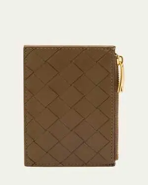 Bottega Veneta Zip Leather Card Case - Pinecone