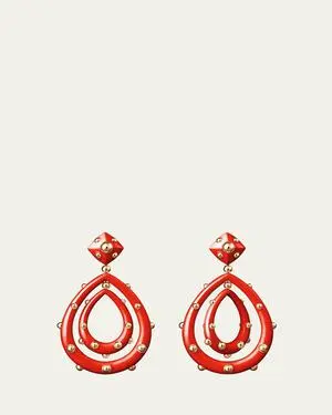 GIORGIO B Medium 18k Goccia Earrings With Coral Enamel