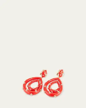GIORGIO B Medium 18k Goccia Earrings With Coral Enamel