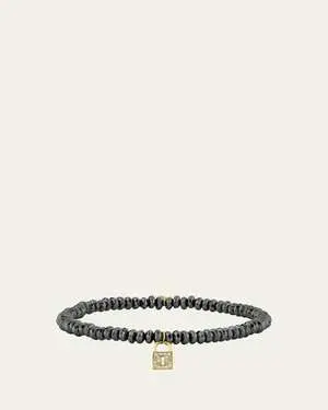 SYDNEY EVAN Hematite And 14k Diamond Charm Bracelet - Gold