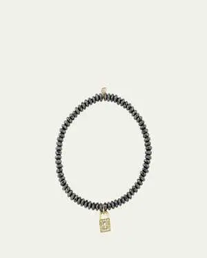 SYDNEY EVAN Hematite And 14k Diamond Charm Bracelet