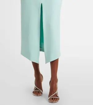 David Koma Off-shoulder Feather-trimmed Midi Dress