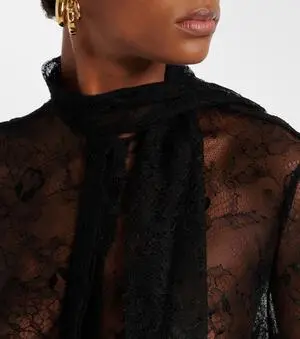 Valentino Garavani Scarf-detail Floral Lace Blouse