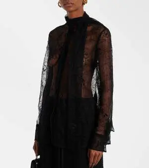 Valentino Garavani Scarf-detail Floral Lace Blouse