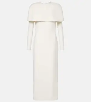 Safiyaa Caped Crepe Midi Dress