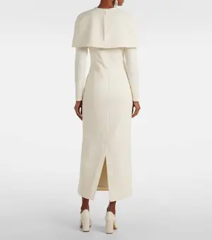 Safiyaa Caped Crepe Midi Dress