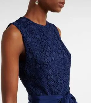 Elie Saab Bow-detail Macrame Midi Dress