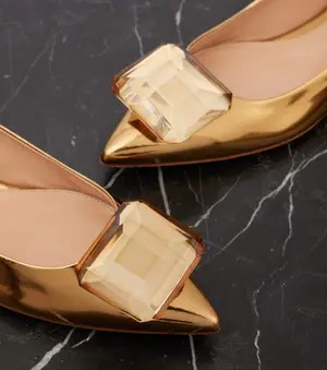 GIANVITO ROSSI Jaipur Metallic Leather Ballet Flats