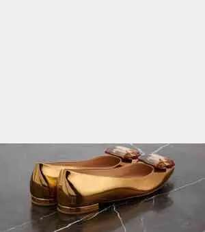 GIANVITO ROSSI Jaipur Metallic Leather Ballet Flats