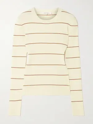 FRAME Striped Ribbed Jersey T-shirt