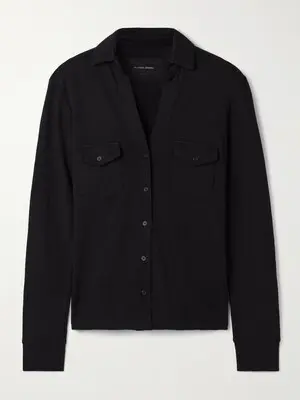 NILI LOTAN Liam Cotton-jersey Shirt - Black