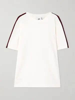 ADIDAS ORIGINALS Wales Bonner Embroidered Webbing-trimmed T-shirt - Neutrals