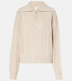 Varley Camello Cable-knit Half-zip Sweater - Beige