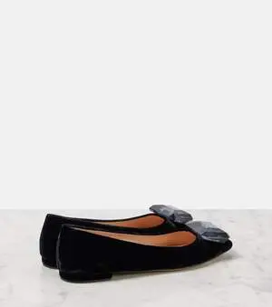 GIANVITO ROSSI Velvet Ballet Flats - Black