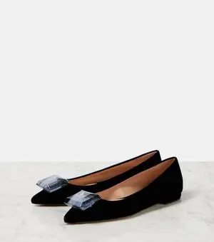 GIANVITO ROSSI Velvet Ballet Flats - Black