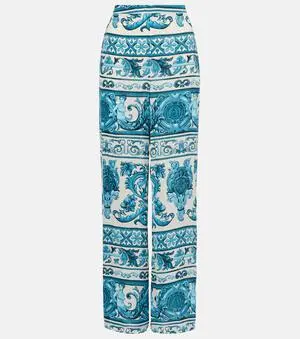 ADRIANA DEGREAS Printed Wide-leg Pants - Blue