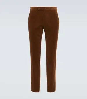 Zegna Cotton And Cashmere Corduroy Slim Pants - Brown