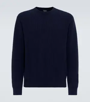 Zegna Ribbed-knit Cashmere Sweater - Blue