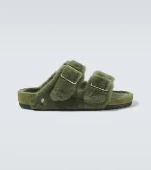 BIRKENSTOCK Arizona Shearling-lined Suede Sandals - Green